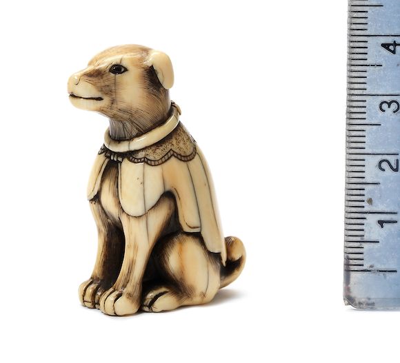 Bonhams : An ivory netsuke of a performing dog Late 18th/early 19th century