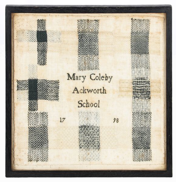 Bonhams : A 1798 Ackworth School darning sampler by Mary Coleby