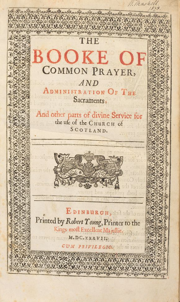 Bonhams : BOOK OF COMMON PRAYER The Booke of Common Prayer... for the ...