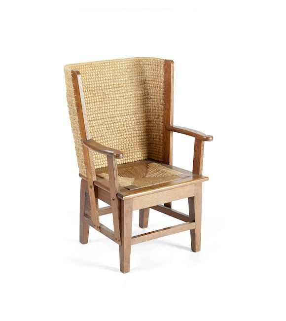 Bonhams : An early 20th century oak framed child's Orkney chair of the ...