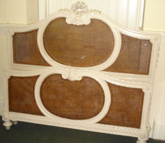 Bonhams : A French 5' bedstead, with carved and painted end boards ...