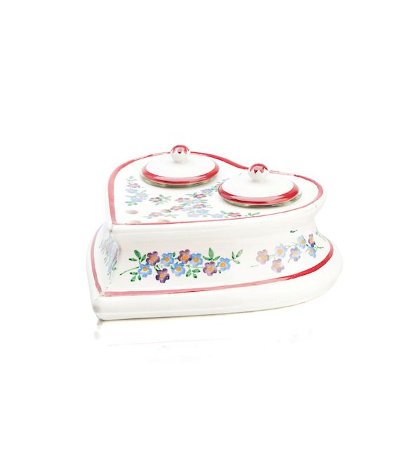 Bonhams : A rare Wemyss heart inkstand 'Forget-me-not'