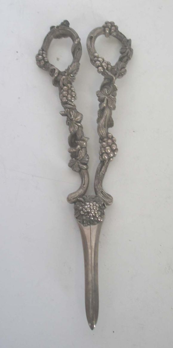 Bonhams : A pair of Victorian silver grape scissors, by Yapp & Woodward ...