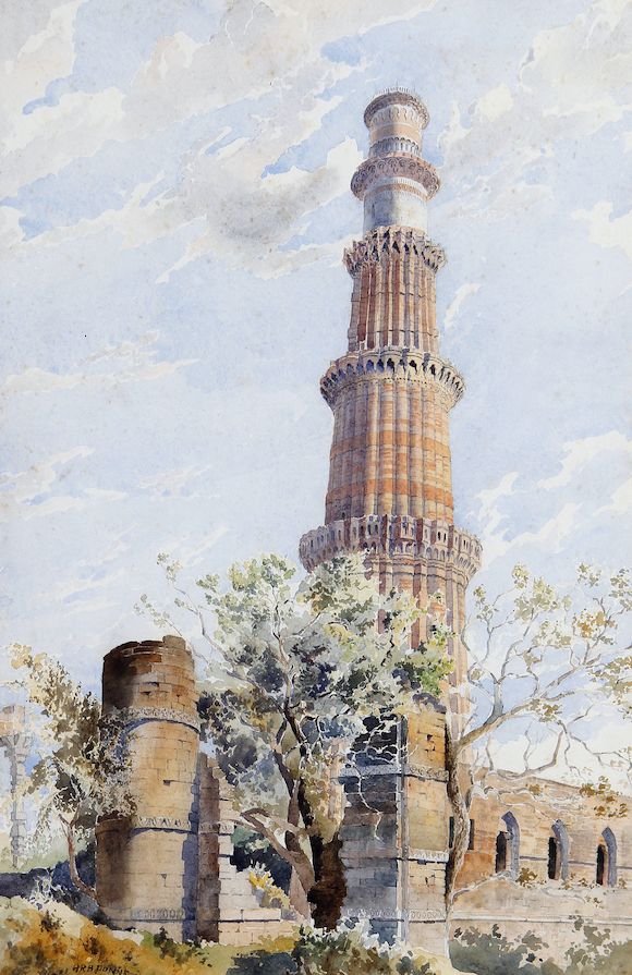 Bonhams : Henry Richard Beadon Donne (British, ?-1939) The Qutub Minar ...