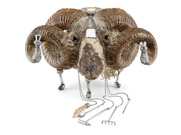 Bonhams : A Victorian presentation silver mounted ram's head snuff mull ...
