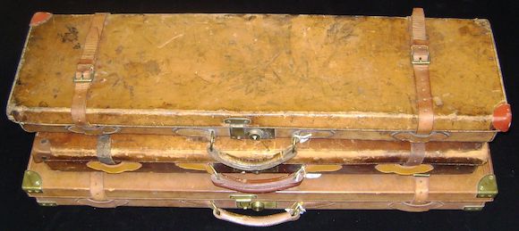 Bonhams : A brass-mounted leather take-down rifle-case