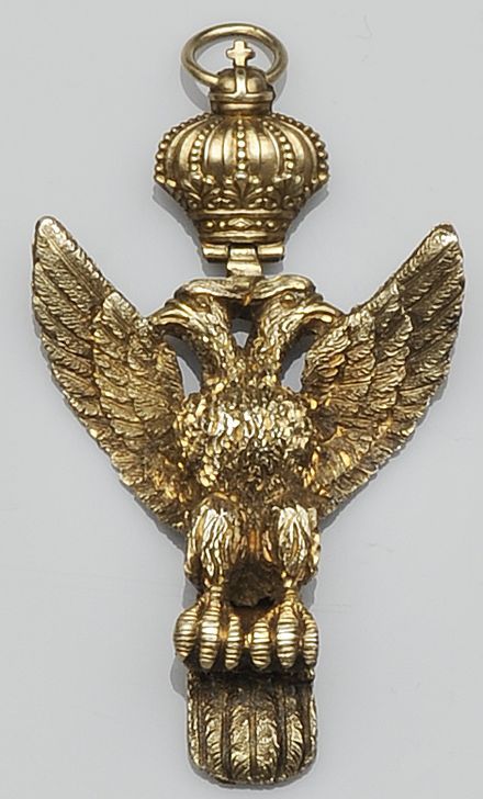 Bonhams : A Victorian silver gilt double headed eagle pendant and two ...