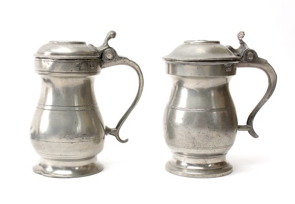 Bonhams : A 19th century Imperial pewter lidded gill measure