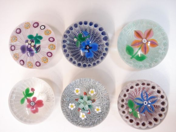 Bonhams : A collection of Peter Holmes 'basket of flowers' paperweights ...