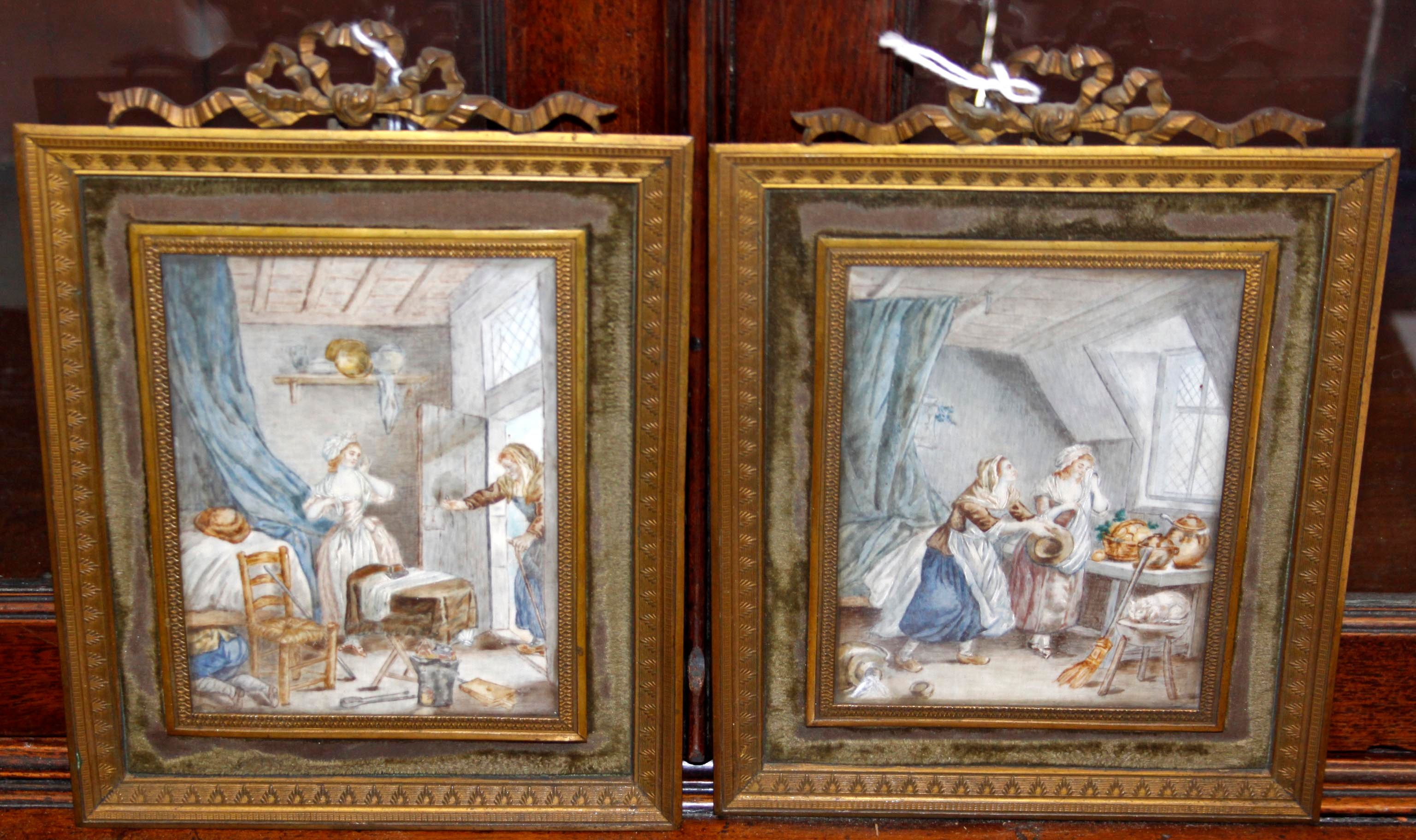 Bonhams : Continental School, 20th Century Two interior scenes probably ...