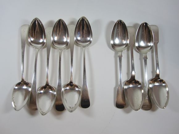 Bonhams : A set of six George III Old English pattern tablespoons By ...