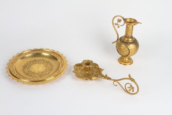 Bonhams : A French gilt brass Communion set by Brunet of Paris