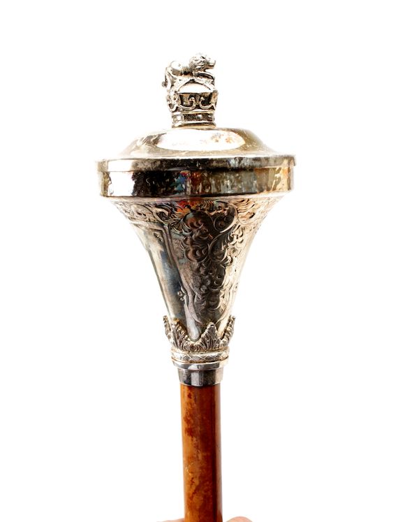 Bonhams : A mid-20th century drum major's silver plated mace