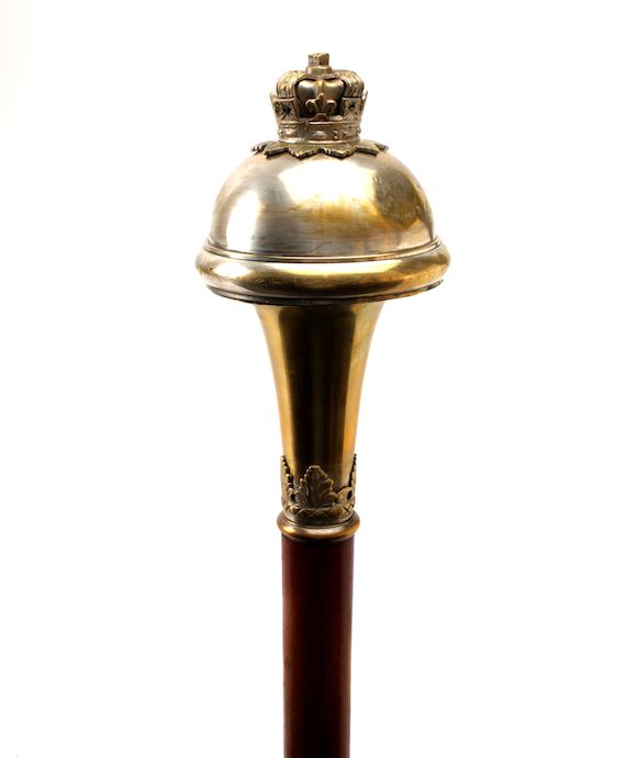 Bonhams : A mid-20th century drum major's silver plated mace