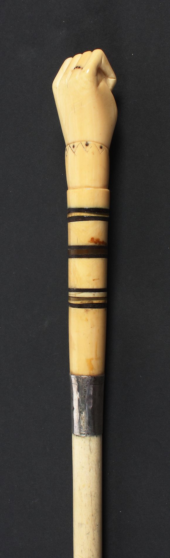Bonhams : A marine ivory and ivory handled walking cane