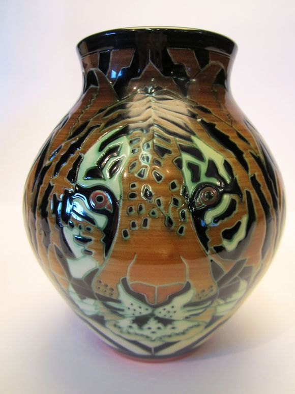 Bonhams : A Sally Tuffin Dennis China Works 'Mr T Tiger Natural' vase ...