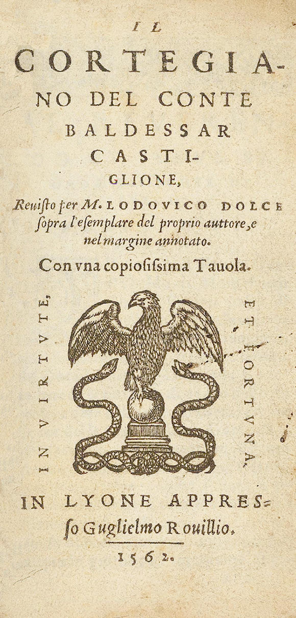 Bonhams Castiglione Baldassare Il Cortegiano Lyon 1562