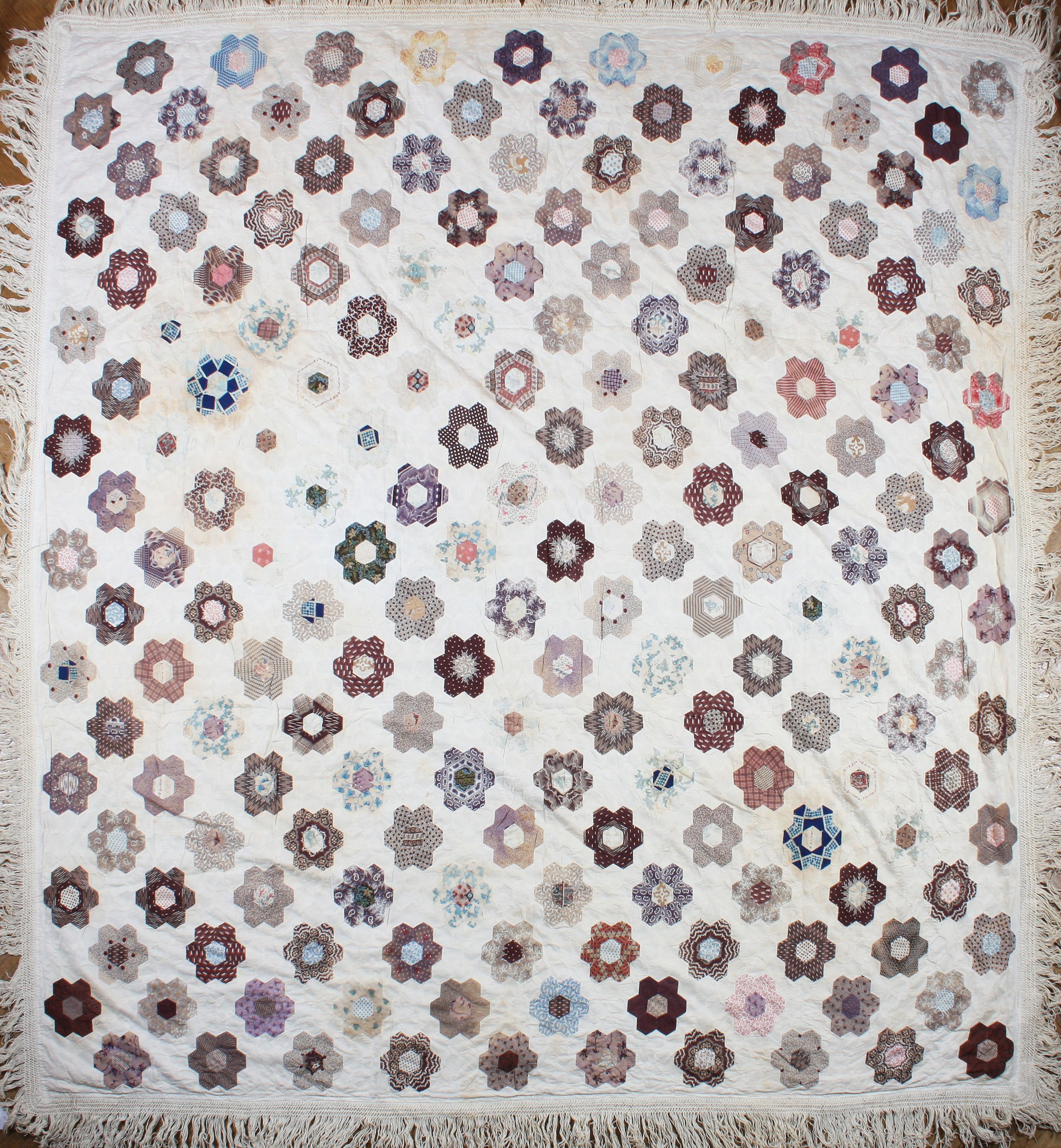 Bonhams : Two 19th century flower garden patchwork quilts