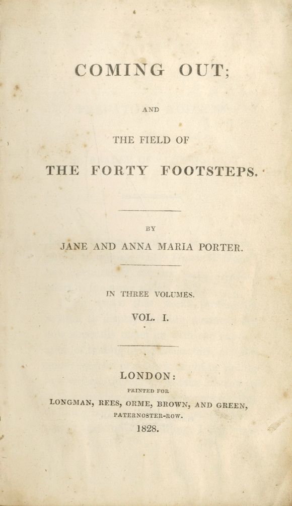 Bonhams : PORTER (JANE and ANNA MARIA) Coming Out; and the Field of the ...