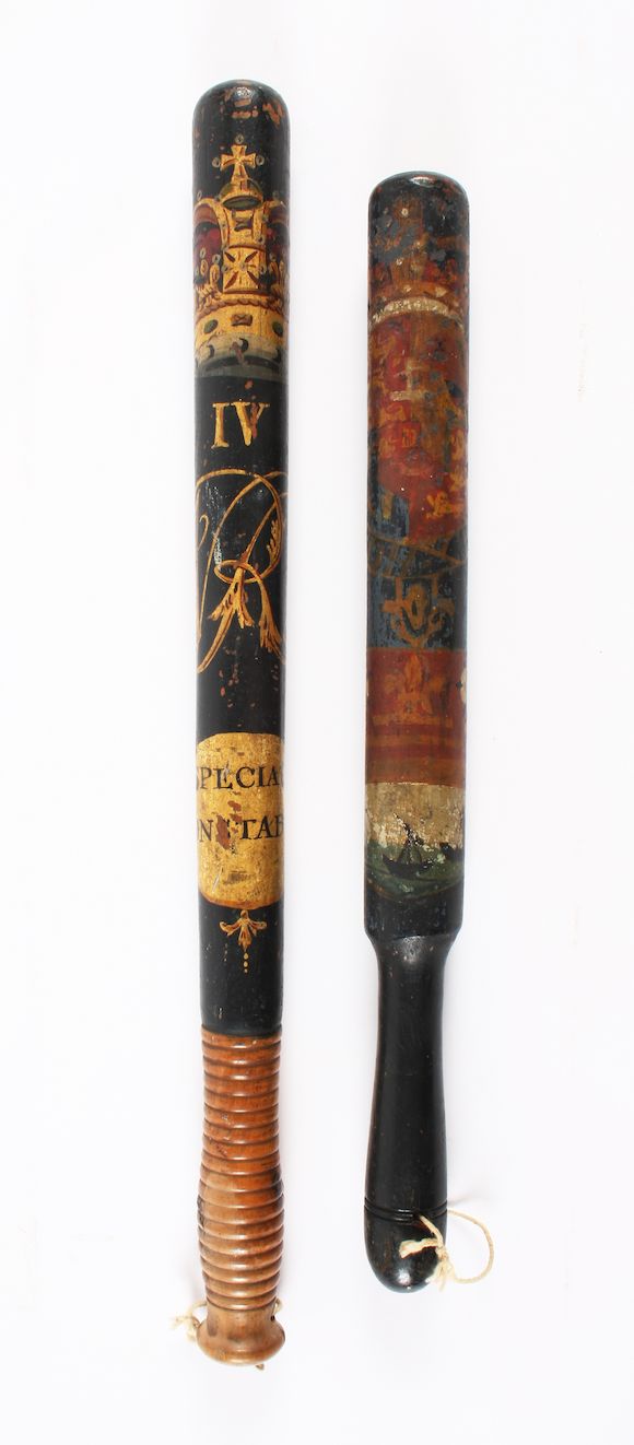 Bonhams : A William IV painted truncheon and another possibly Portsmouth