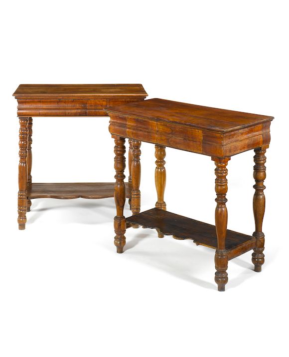 Bonhams : Two similar Caribbean late 19th century courbaril side tables
