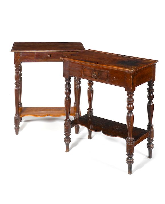 Bonhams : A near pair of Caribbean mid 19th century red cedar side tables