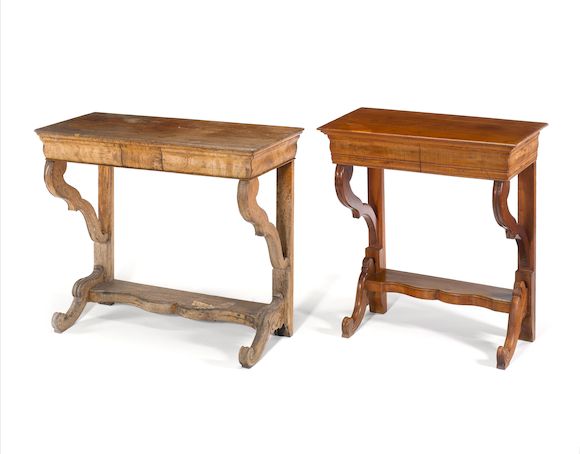 Bonhams : A near pair of Caribbean mid 19th century pink cedar console ...