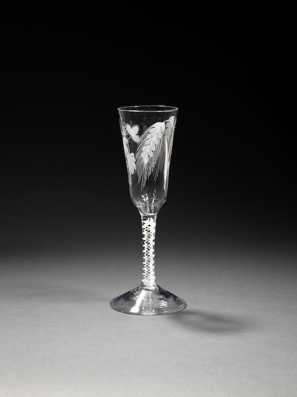 Bonhams A Rare Wash Enamel Opaque Twist Ale Glass Circa 1765