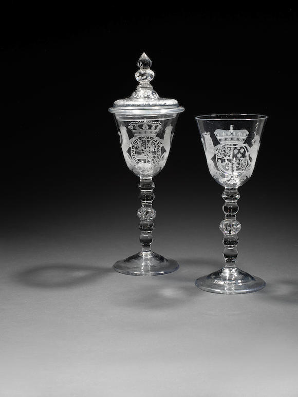 Bonhams A Pair Of Dutch Engraved Royal Armorial Light Baluster