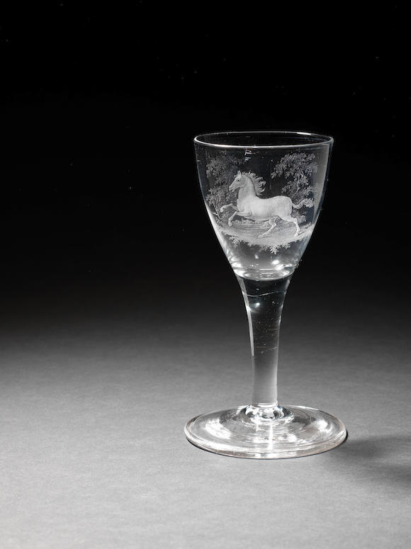 Bonhams A Dutch Stipple Engraved Plain Stem Wine Glass By David Wolff