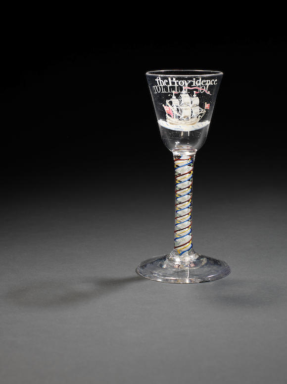 Bonhams A Very Rare Beilby Enamelled Privateer Colour Twist Wine