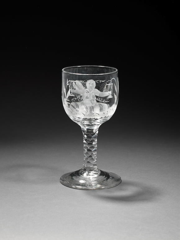 Bonhams An Engraved Wine Trade Facet Stem Ale Goblet Circa 1775