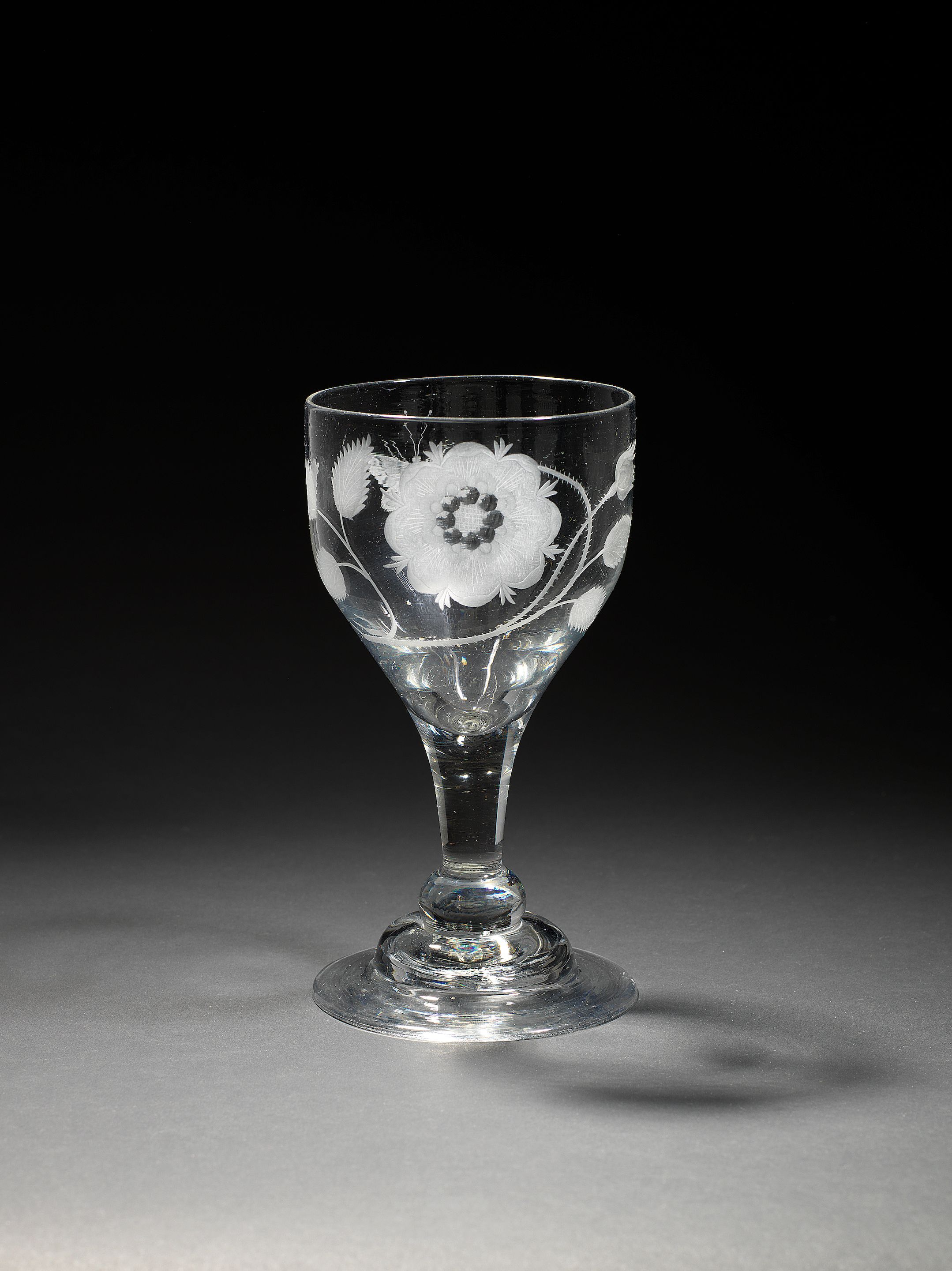 Bonhams : An engraved Jacobite baluster goblet, circa 1750