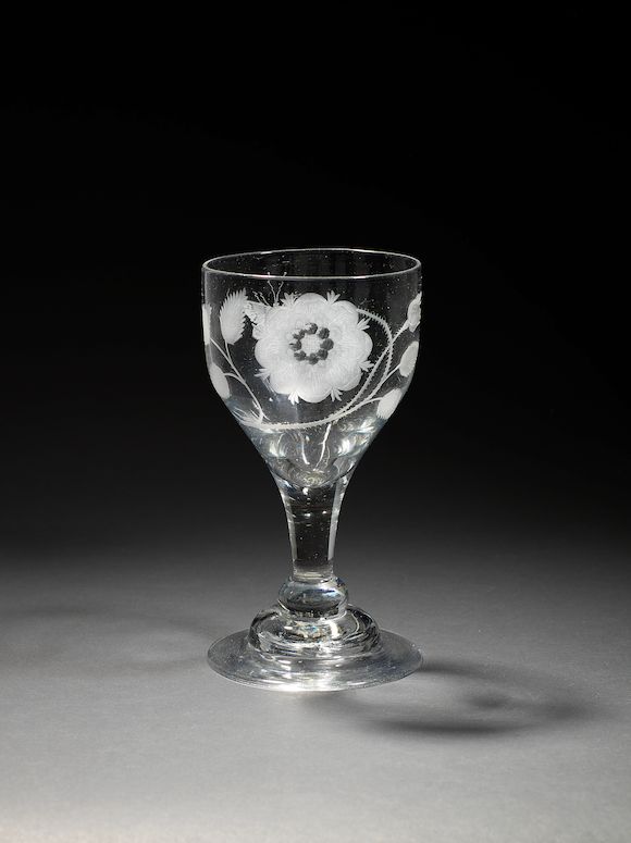 Bonhams : An engraved Jacobite baluster goblet, circa 1750