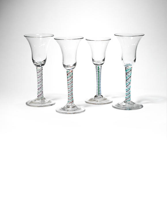 Bonhams A Rare Colour Twist Wine Glass Circa 1770