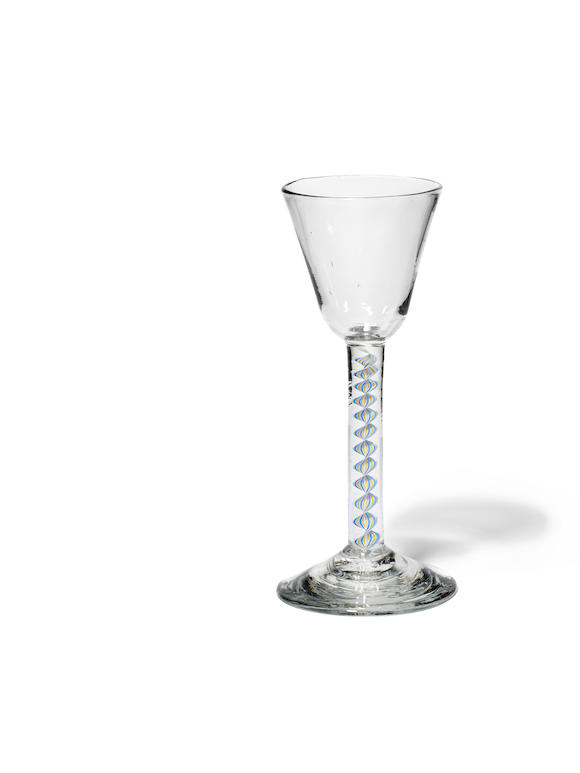 Bonhams A Rare Yellow Colour Twist Wine Glass Circa 1770