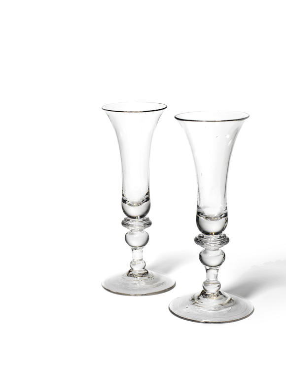 Bonhams A Rare Pair Of Baluster Ale Glasses Circa 1730