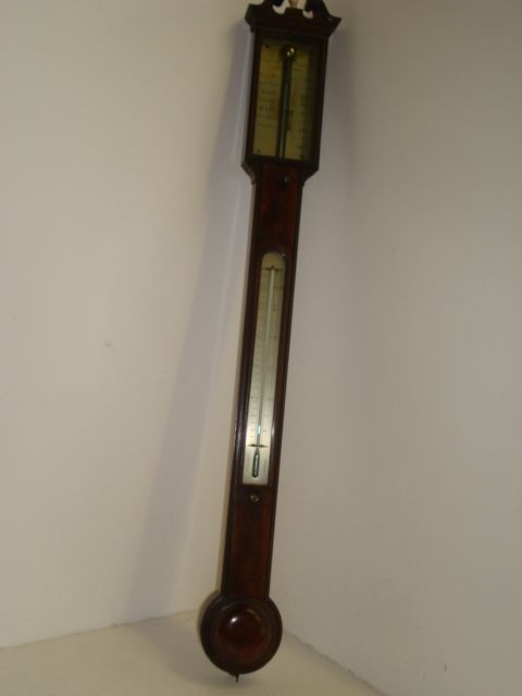Bonhams : An early 19th Century mahoganys tick barometer/thermometer ...