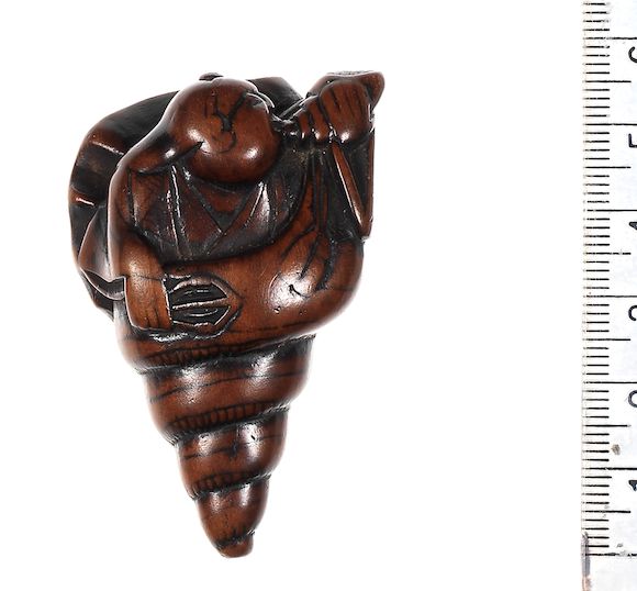 Bonhams : A wood netsuke of Benkei 18th century