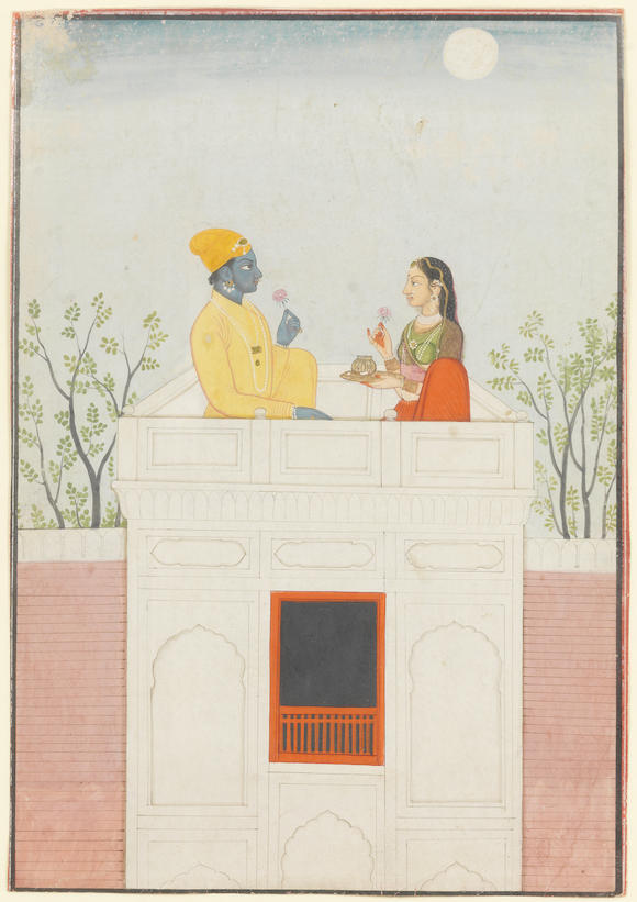 Bonhams An Illustration To A Baramasa Series Radha And Krishna Seated