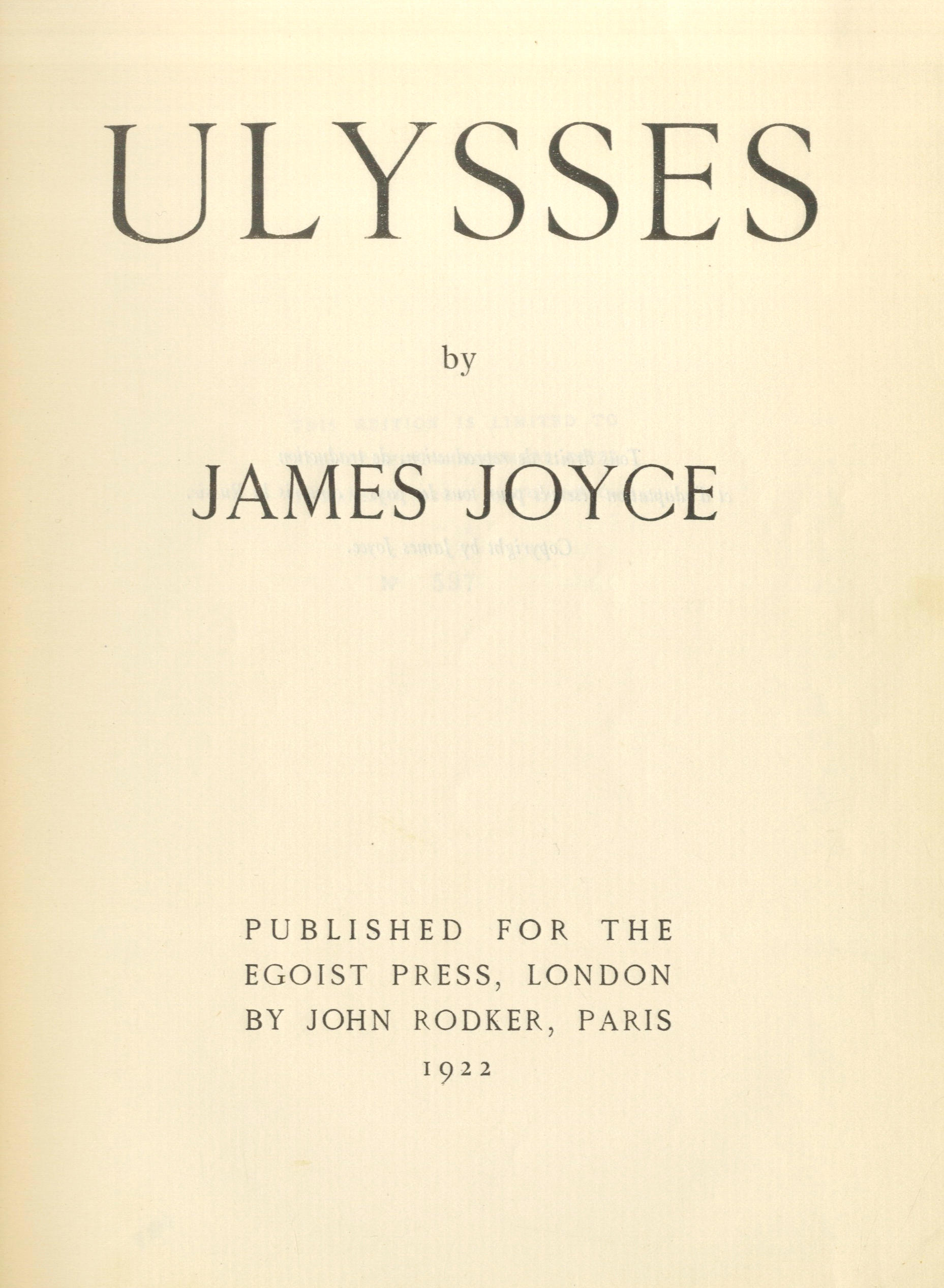 Bonhams Joyce James Ulysses Second Printing One Of 2 000 Copies 1922