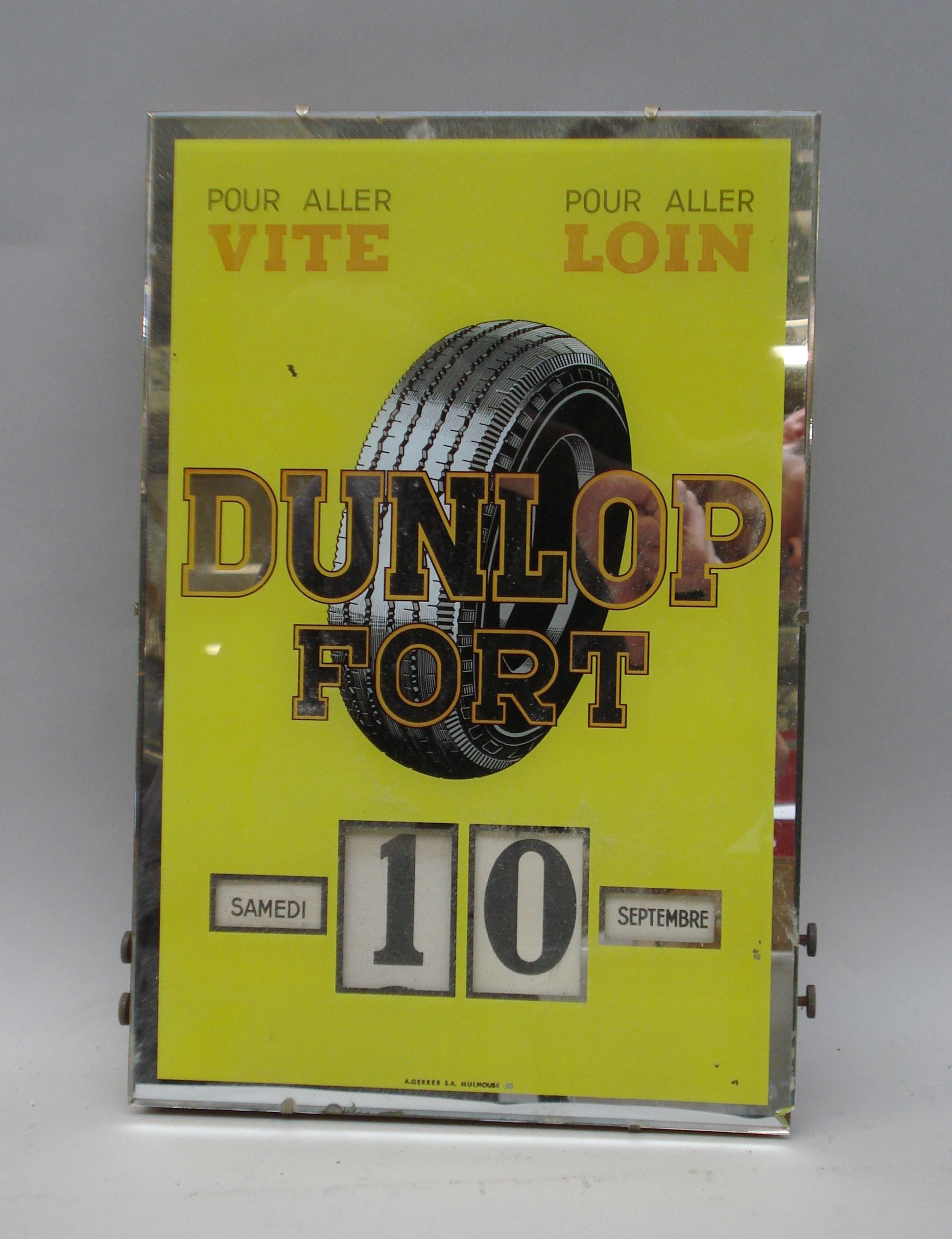 Bonhams Cars : A French 'Dunlop Fort' Tyres mirror-backed garage calendar,