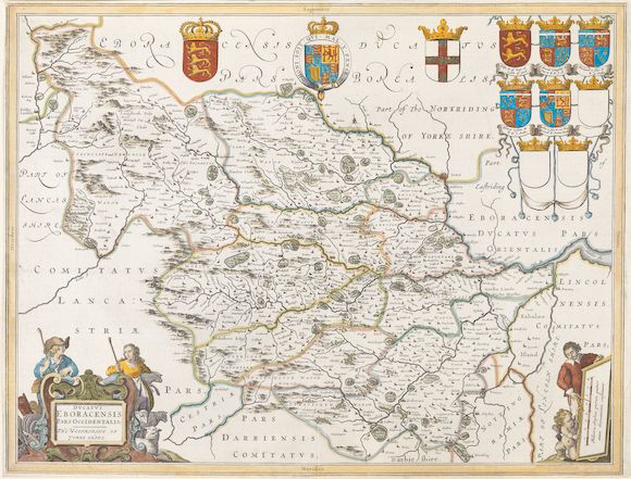 Bonhams : YORKSHIRE [BLAEU (WILLEM AND JAN)] Ducatus Eboracensis pars ...