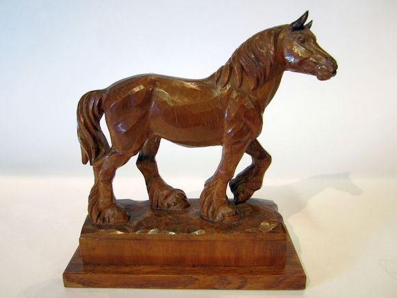 Bonhams : A Faust Lang woodcarving of a work horse Circa 1930