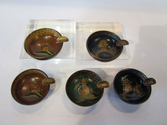 Bonhams : A collection of five Carlton Ware silver mounted ashtrays ...