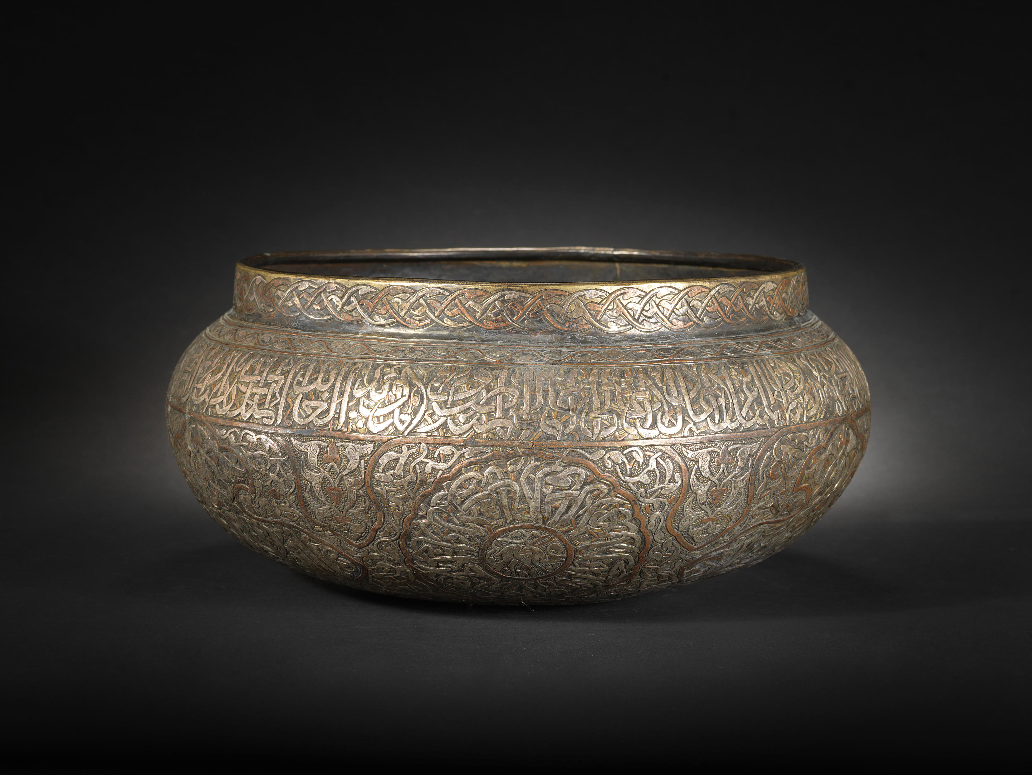Bonhams A Mamluk Revival Silver And Copper Inlaid Brass Bowl Egypt Or
