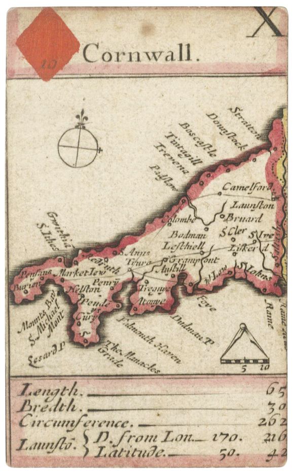 Bonhams : PLAYING CARD [MORDEN (ROBERT)] Cornwall X, engraved playing ...