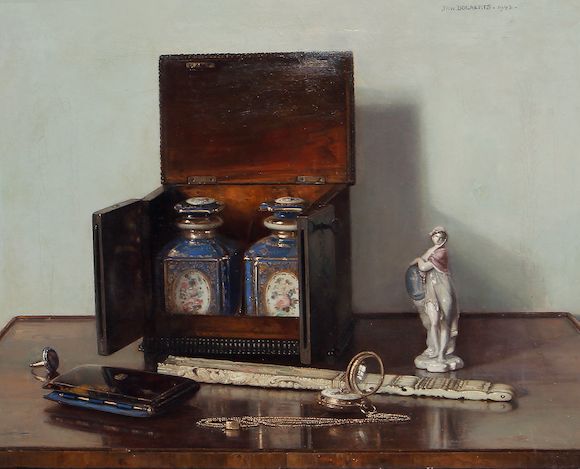 Bonhams : Jan Bogaerts (Dutch, 1878-1962) Still life with tea caddy
