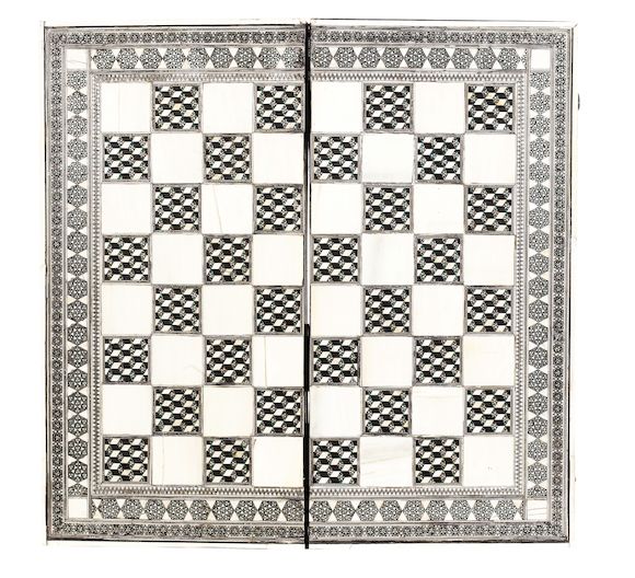 Bonhams : An Indian sedeli-work ivory, sandalwood and pewter inlaid ...