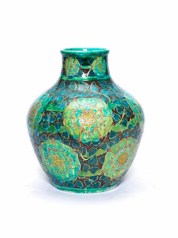 Bonhams : Charles Collis for Della Robbia A Large Vase with Rose ...